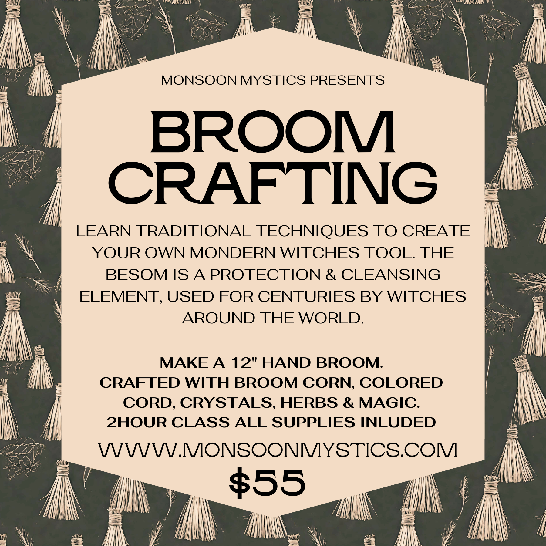 Hand Broom Crafting | Monsoon Mystics Apothecary & Mercantile